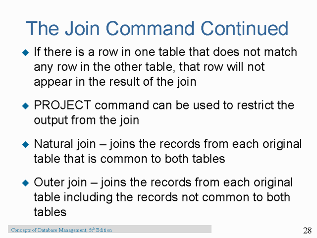 The Join Command Continued